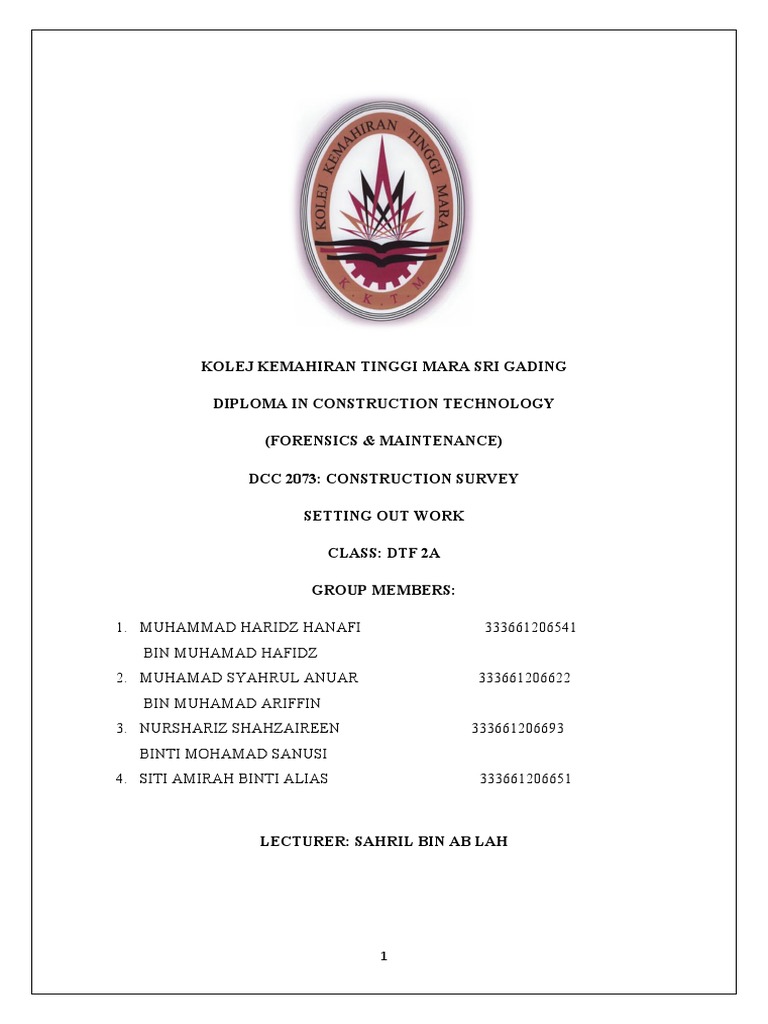 Survey Report (Setting Out) Real | PDF | Surveying | Science