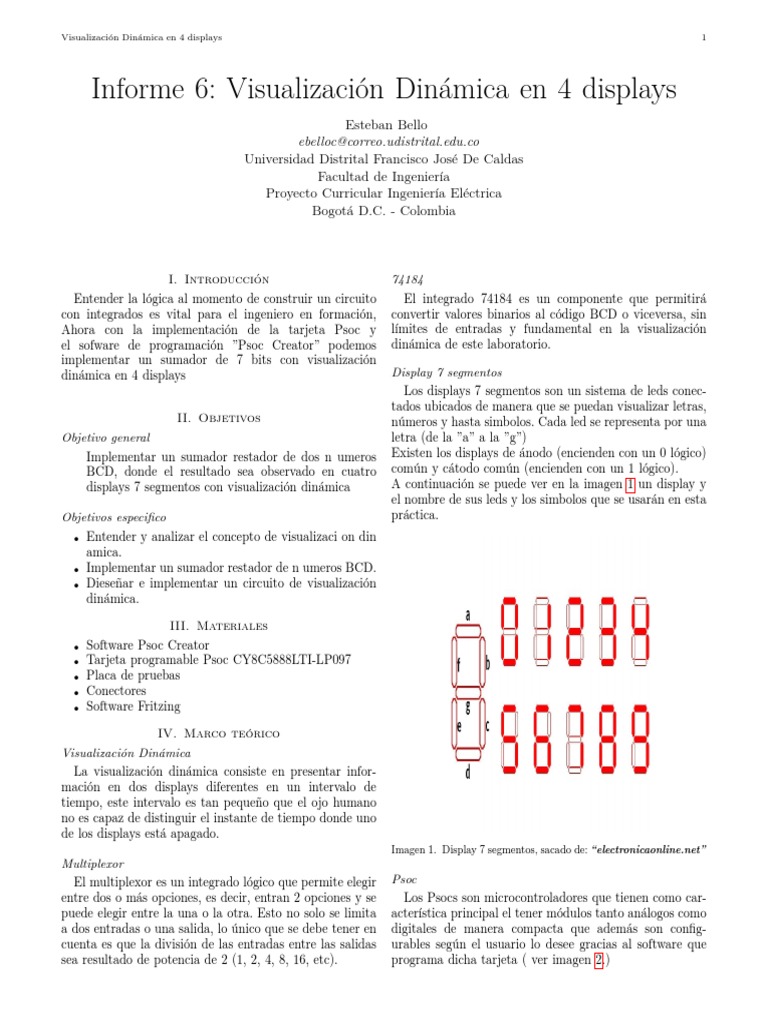 Informe 6 Visualizaci N Din Mica en 4 Displays | PDF | Puerta lógica ...