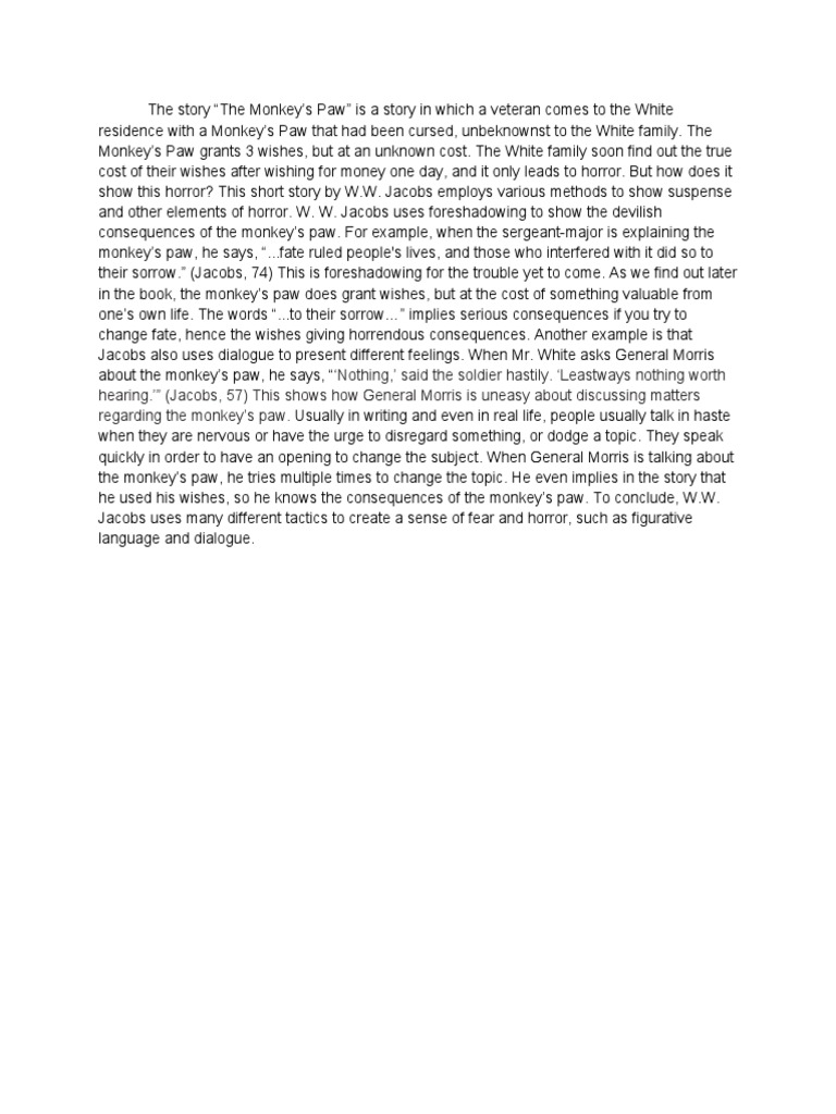 Analysis of The Monkey's Paw | PDF