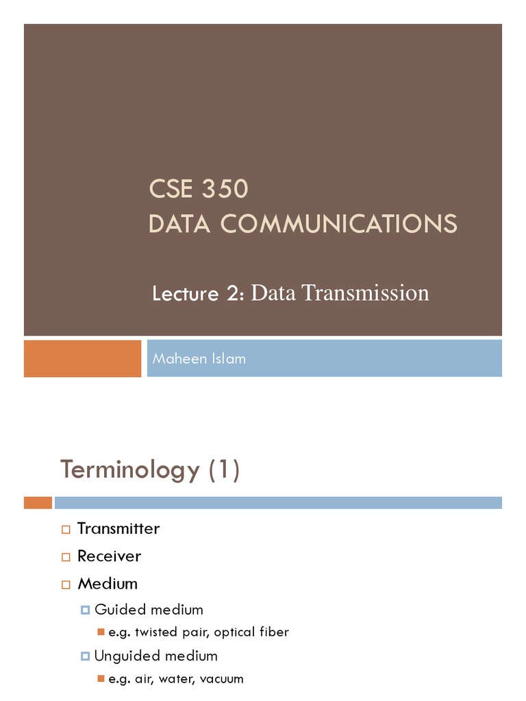 CSE350 Lec2 Data Transmission | PDF | Signal (Electrical Engineering ...