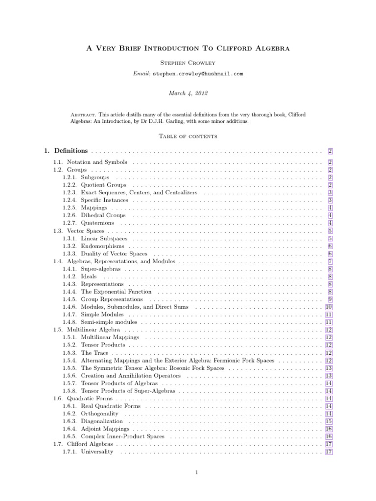 Clifford Algebra | PDF | Lie Algebra | Linear Map