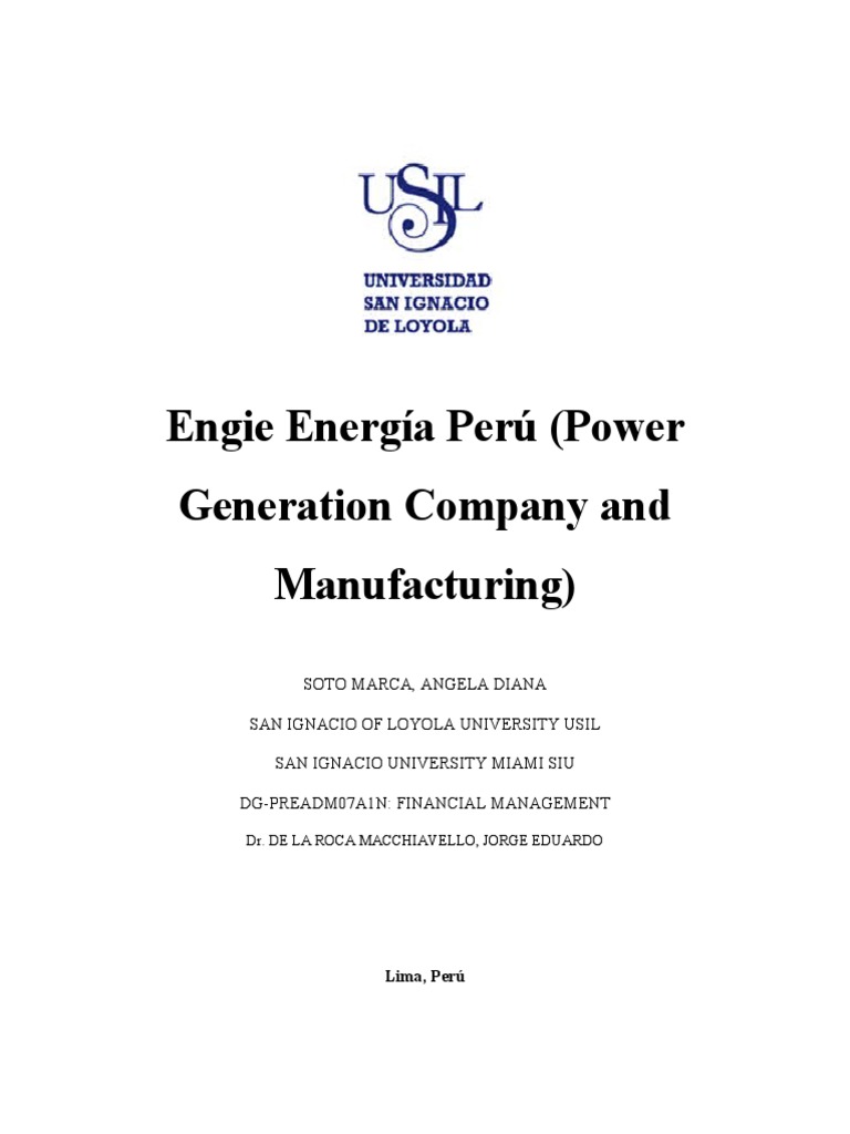 Engie Energía Perú (Power Generation Company and Manufacturing ...