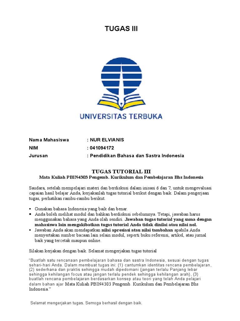 Tugas 3 Pengembangan Kurikulum Dan Pembelajaran Pdf