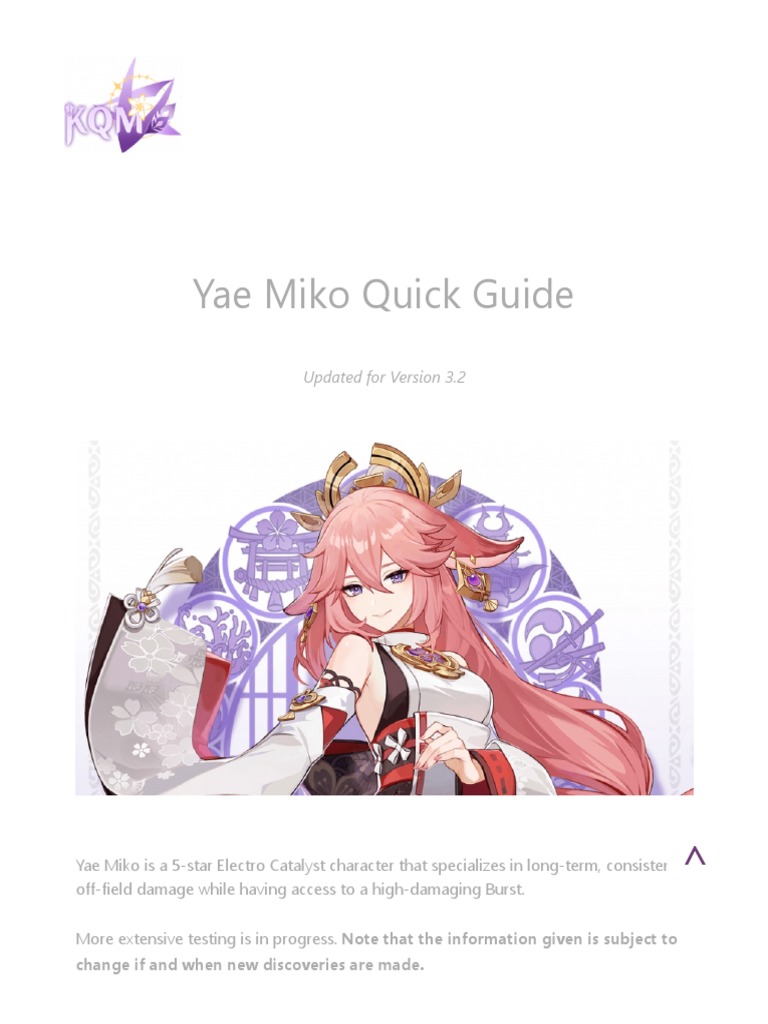 Yae Miko Quick Guide - KQM | PDF