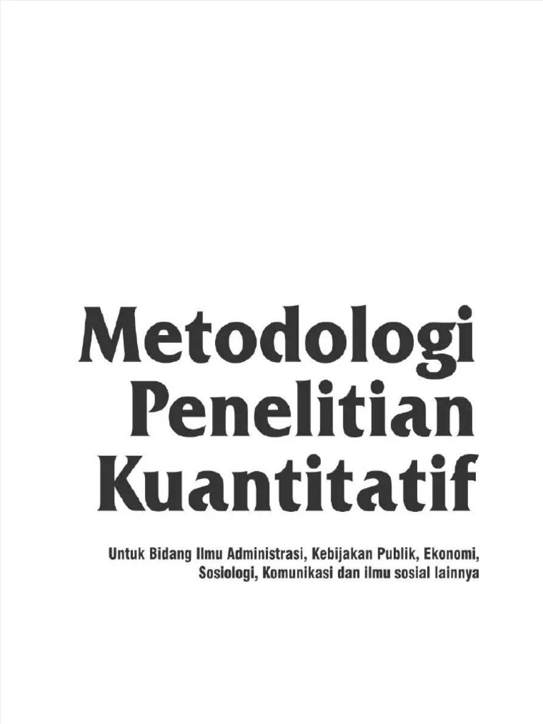 Metodologi Penelitian Kuantitatif (Prof DR Lijan Poltak Sinambela) | PDF