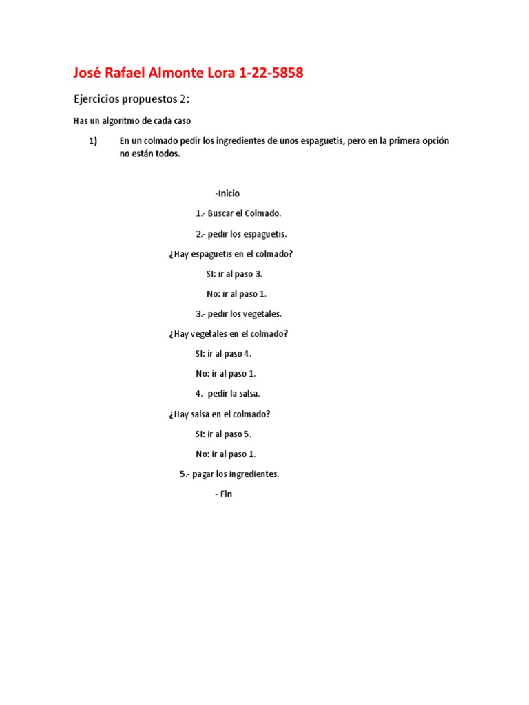 Ejercicios Algoritmos 2 | PDF