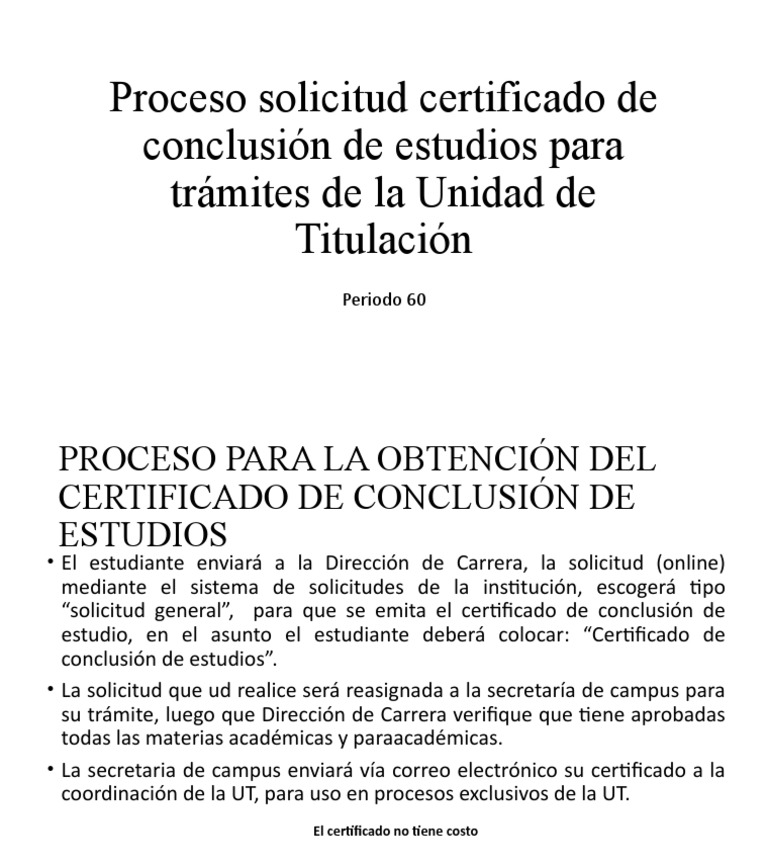 Solicitud Certificado Conclusion de Estudios | PDF