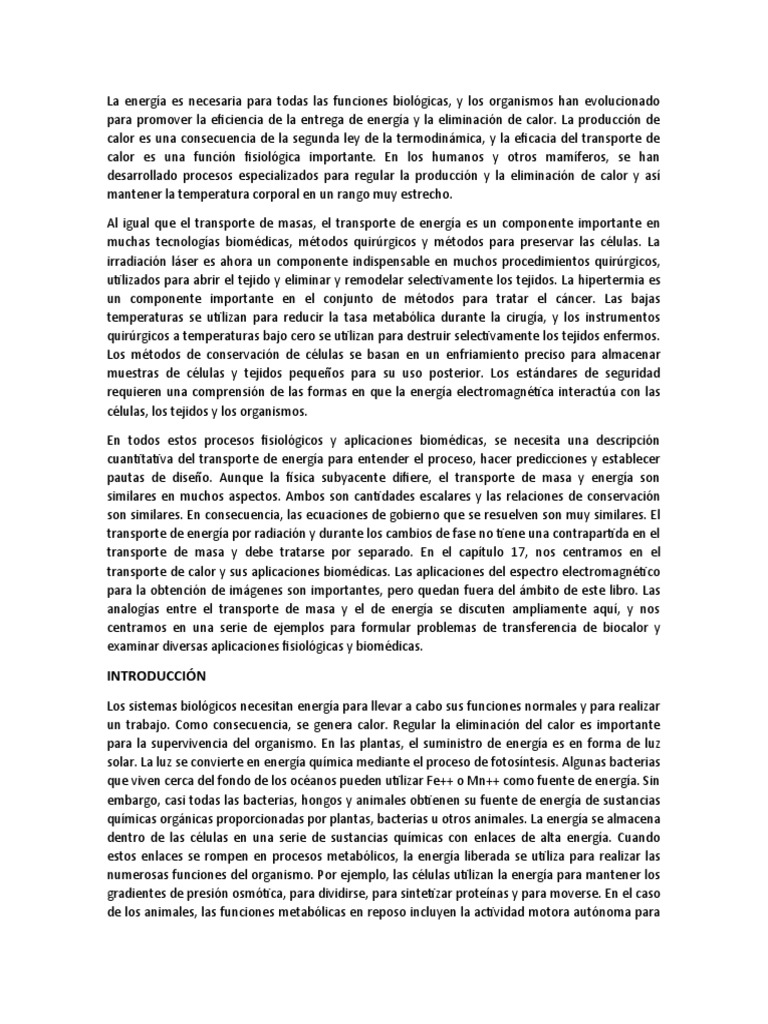 Transferencia de Calor en Biosistemas | PDF | Radiación ...