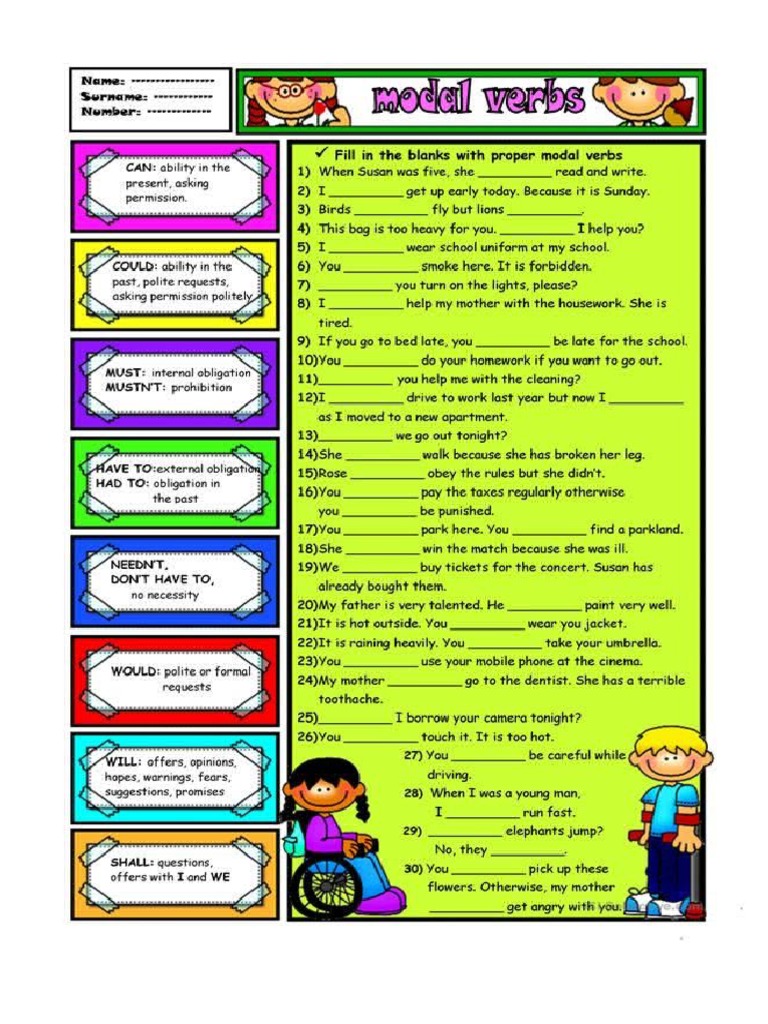 19 Sept Activity Modals Verbs 6â° 2 | PDF