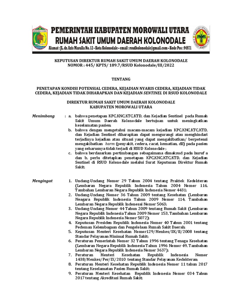 SK Penetapan KPC, KNC, KTC, KTD, Sentinel | PDF