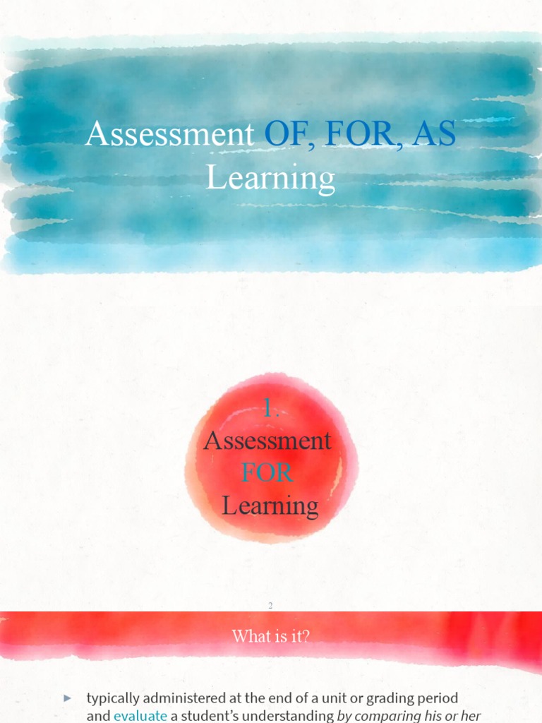 Assessment Of, For, As Learning | PDF