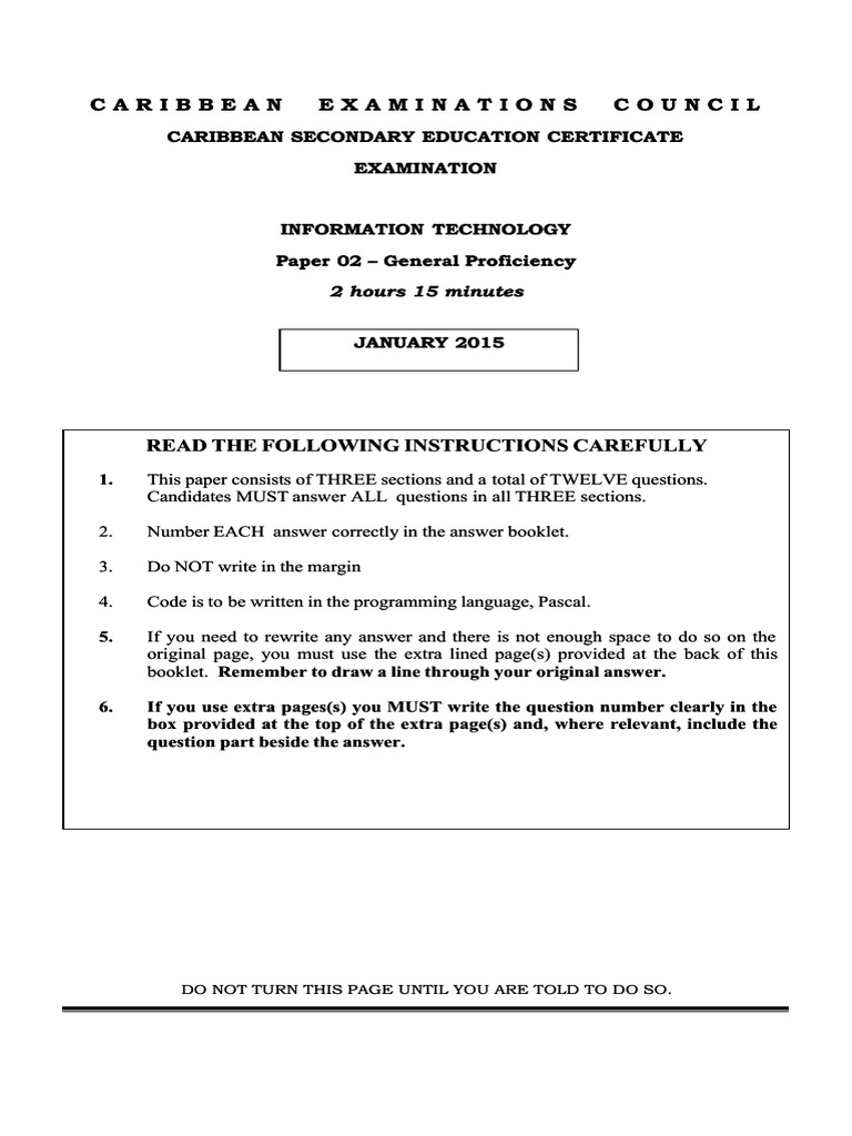 Qdoc - Tips CXC Paper January 2015 Answers | PDF | Graphical User Interfaces | Array Data Type