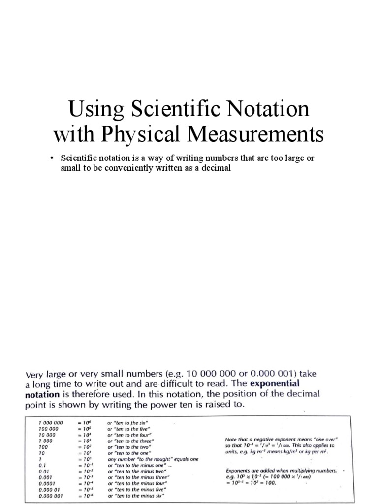 Using Scientific Notation With Physical Measurements | PDF