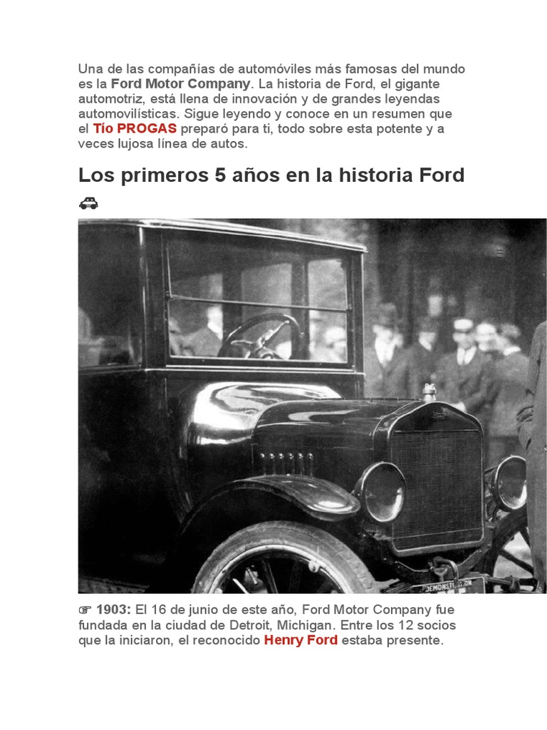 La historia de innovación y éxito de Ford Motor Company desde sus ...
