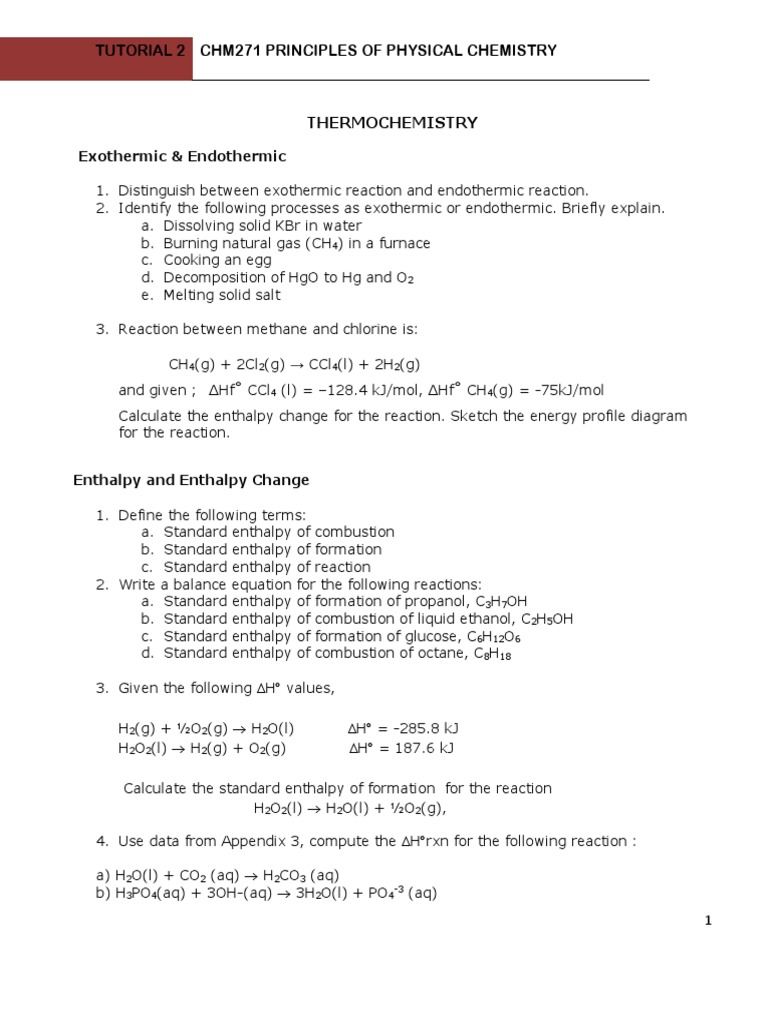 Thermochemistry and Calorimetry Tutorial | PDF | Science & Mathematics ...