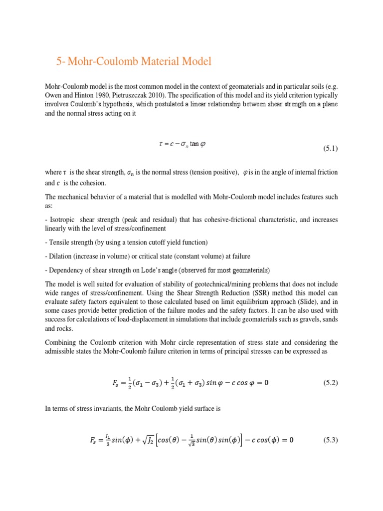 5 Mohr Coulomb Model | PDF