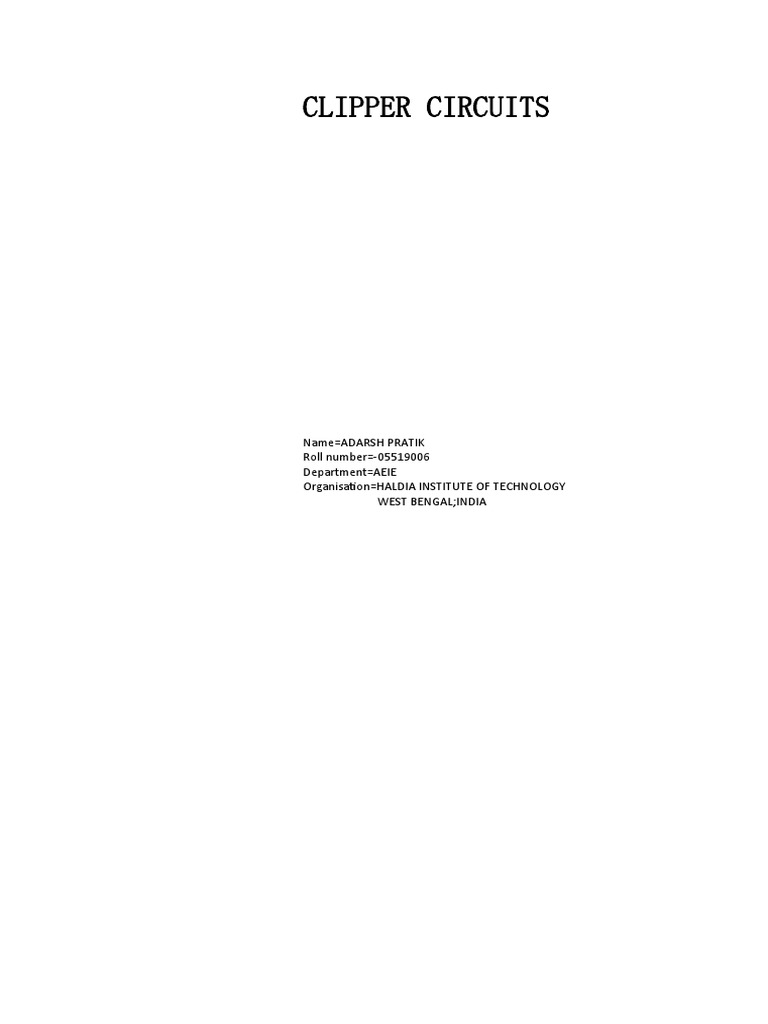 Clipper Circuits | PDF | Physical Quantities | Electronic Circuits