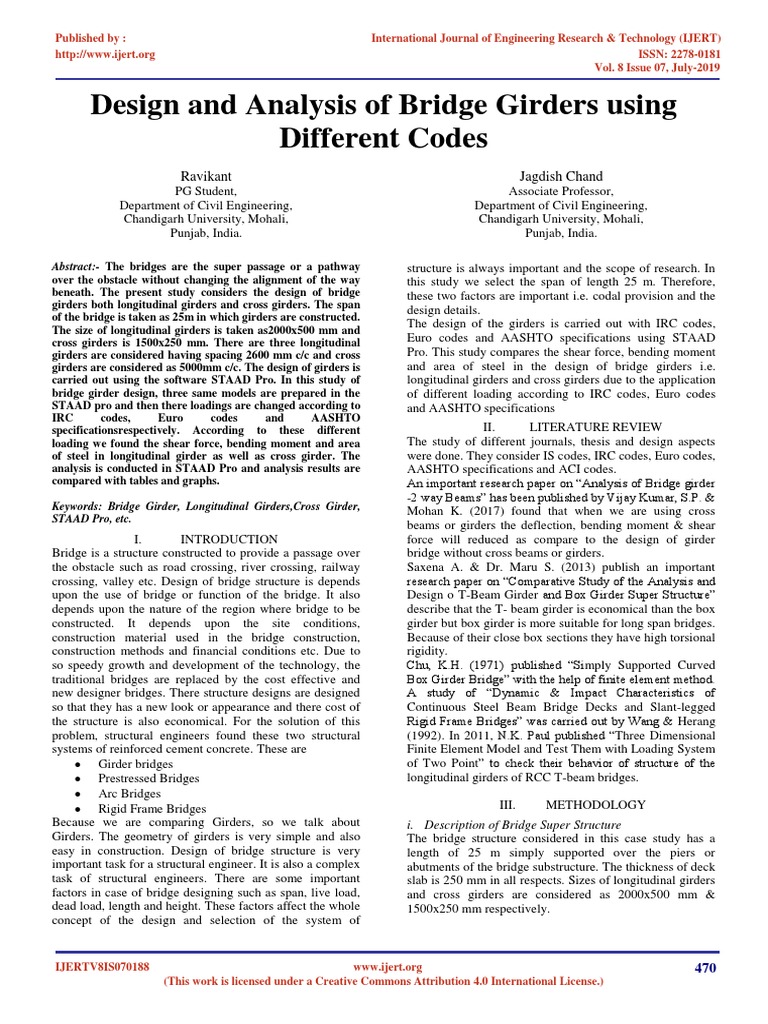 Design and Analysis of Bridge Girders Using Different Codes IJERTV8IS070188 | Download Free PDF ...