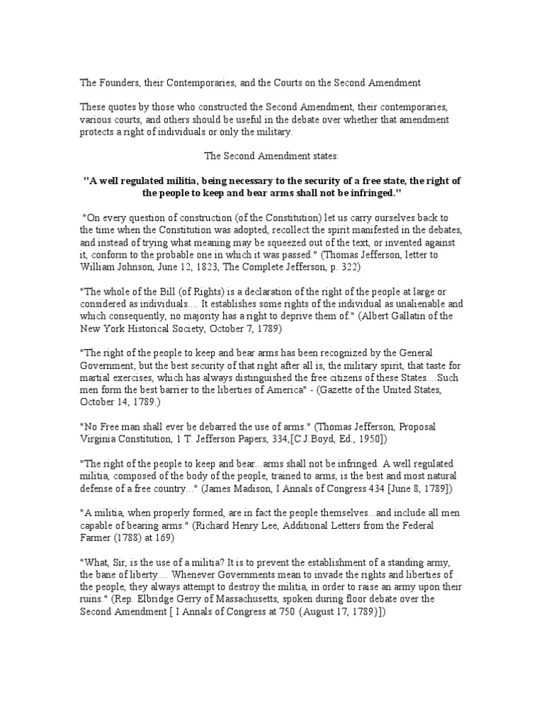 Founders' Insights on the Second Amendment | PDF | Second Amendment To ...