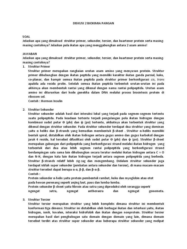 Struktur Protein: Primer hingga Kuarterner | PDF | Sains & Matematika