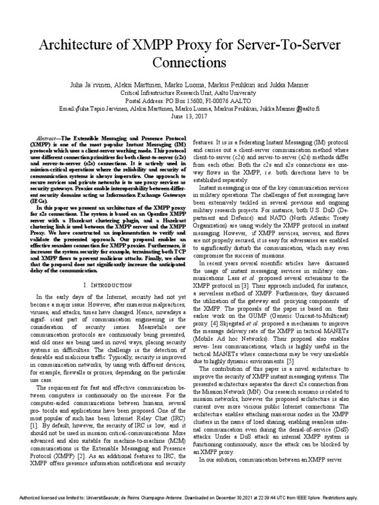 Architecture - of - XMPP - Proxy - For - Server-To-Server - Connections (1) - Converted 12 | PDF ...