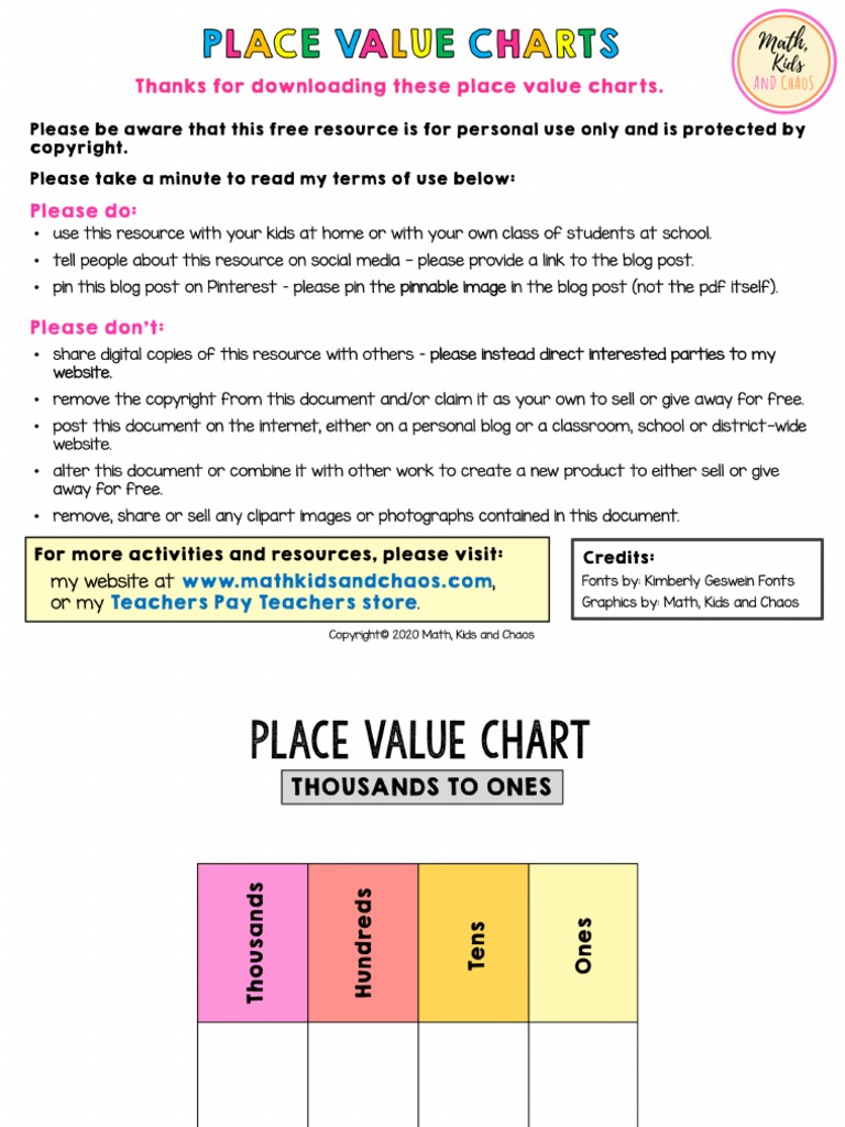 Place Value Chart | PDF