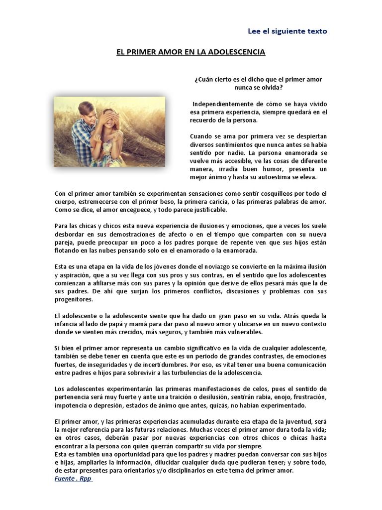 Lee El Siguiente Texto | PDF | Amor | Experiencia