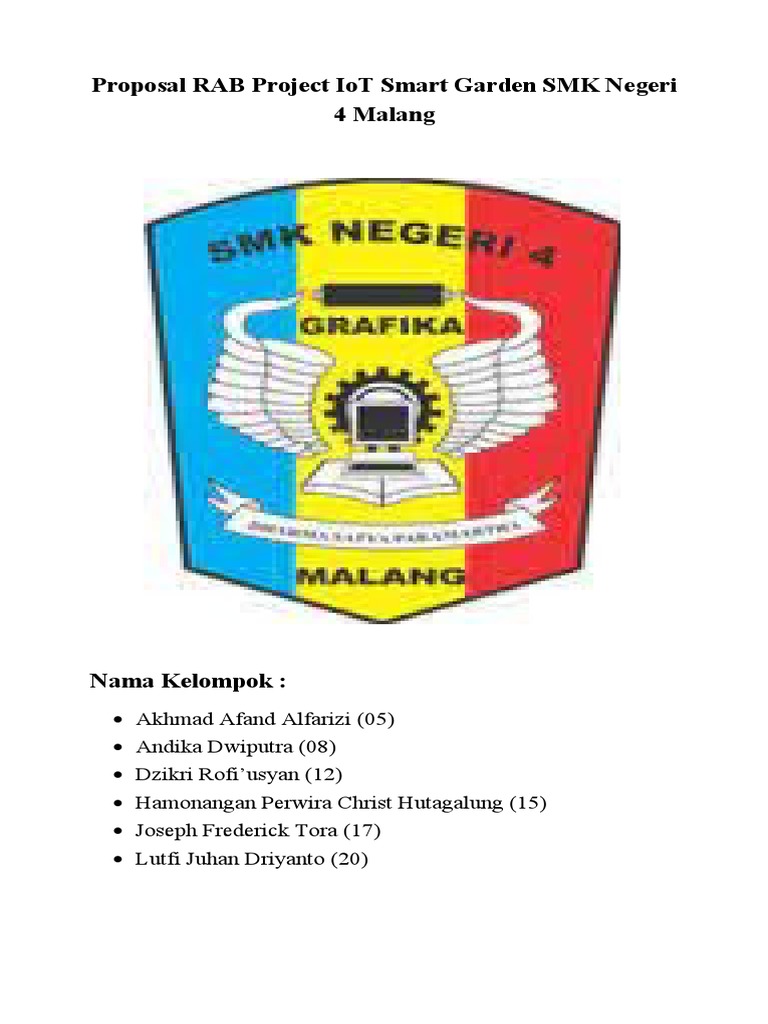 Proposal RAB Project IoT Smart Garden SMK Negeri 4 Malang | PDF | Sains ...