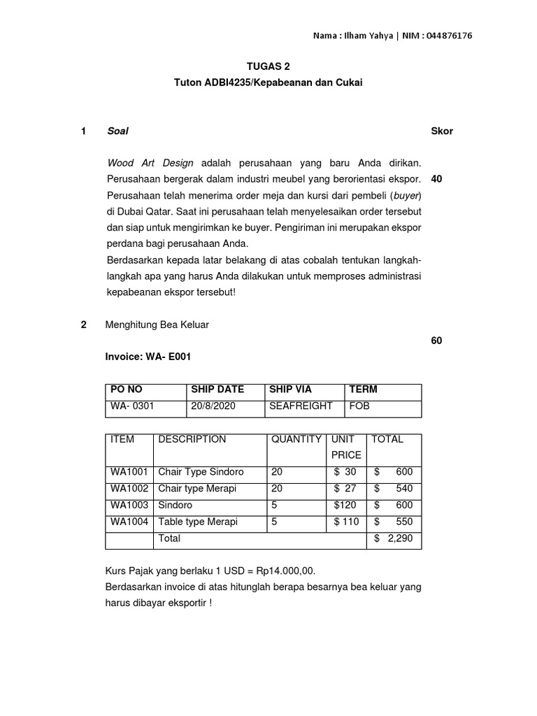 Tugas 2 Kepabeanan Dan Cukai | PDF
