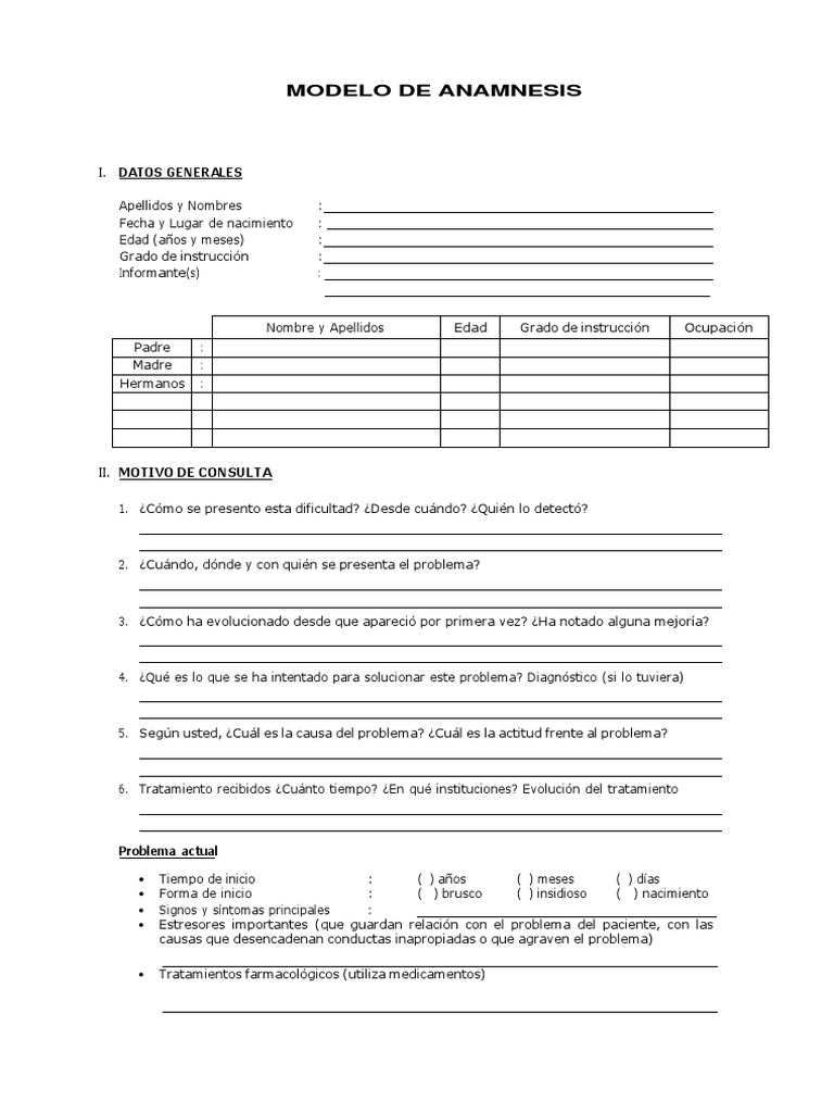 Anamnesis Niños. | PDF