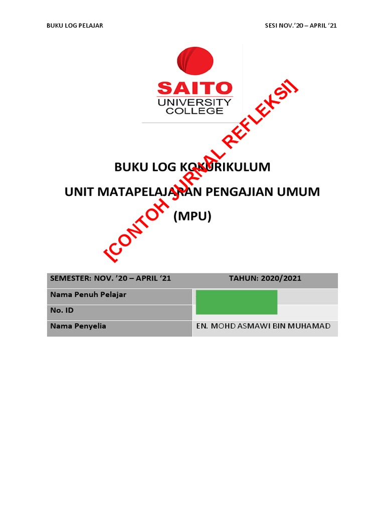Contoh Jurnal Refleksi | PDF
