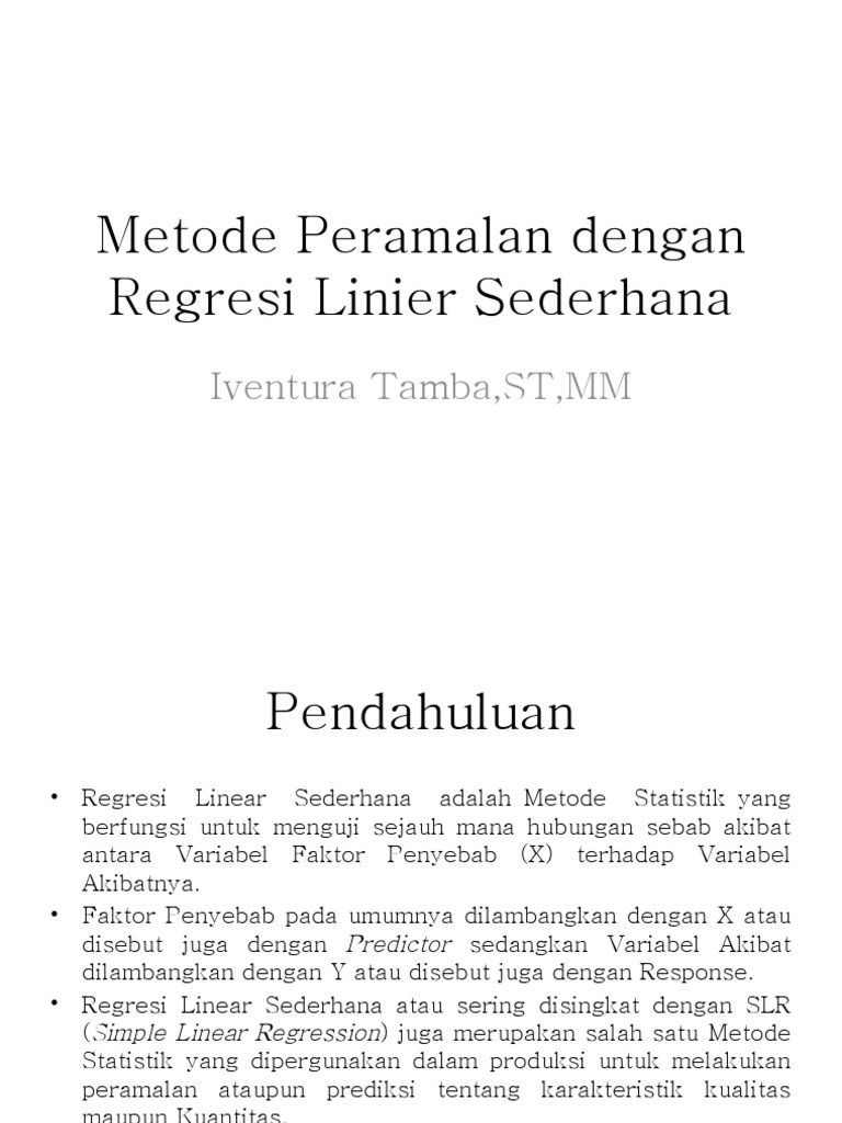 Metode Regresi Linier Sederhana untuk Peramalan | PDF