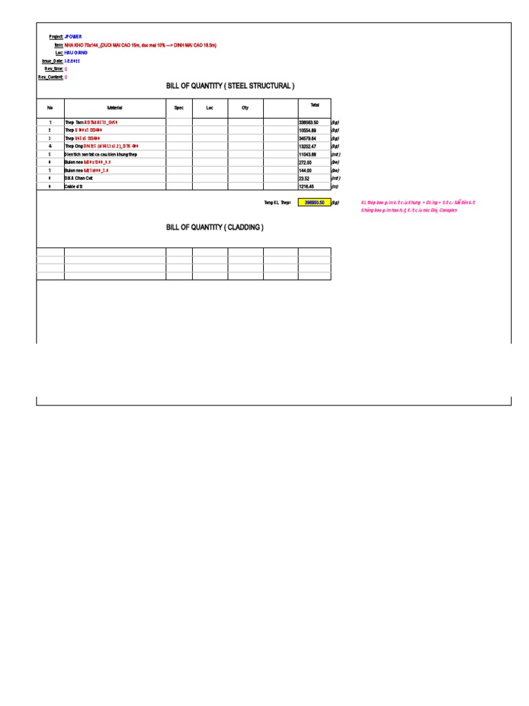 70x144 Steel BOQ | PDF