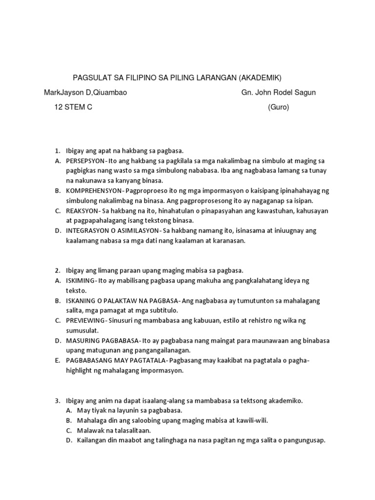 Pagsulat Sa Filipino Sa Piling Larangan | PDF