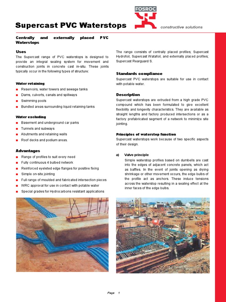 TDS - Supercast PVC Waterstops - ASIA | PDF | Concrete | Polyvinyl Chloride