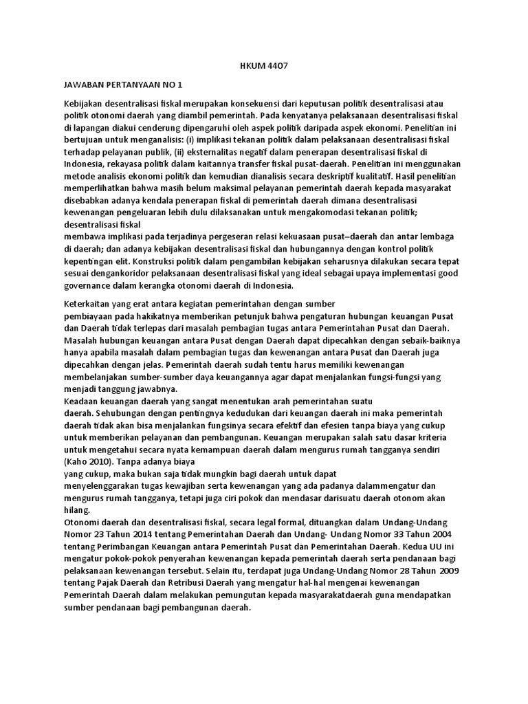 Tugas 2 Hkum 4407 | PDF | Pengelolaan Keuangan & Uang