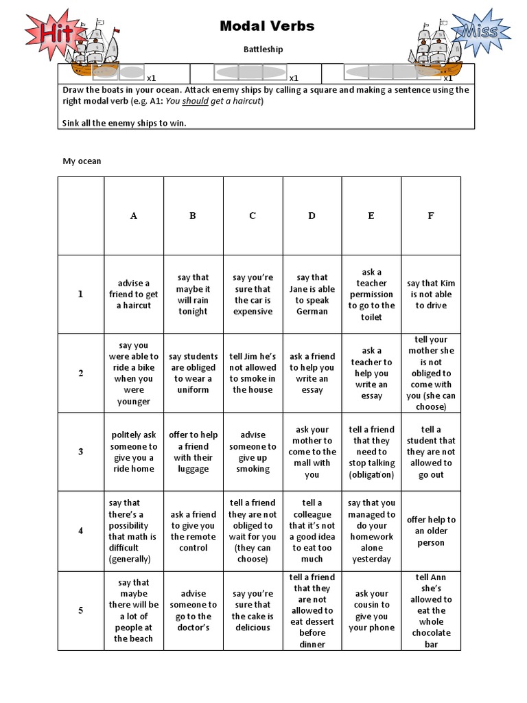 Modal Verbs Game for ESL Learners | PDF | Linguistics