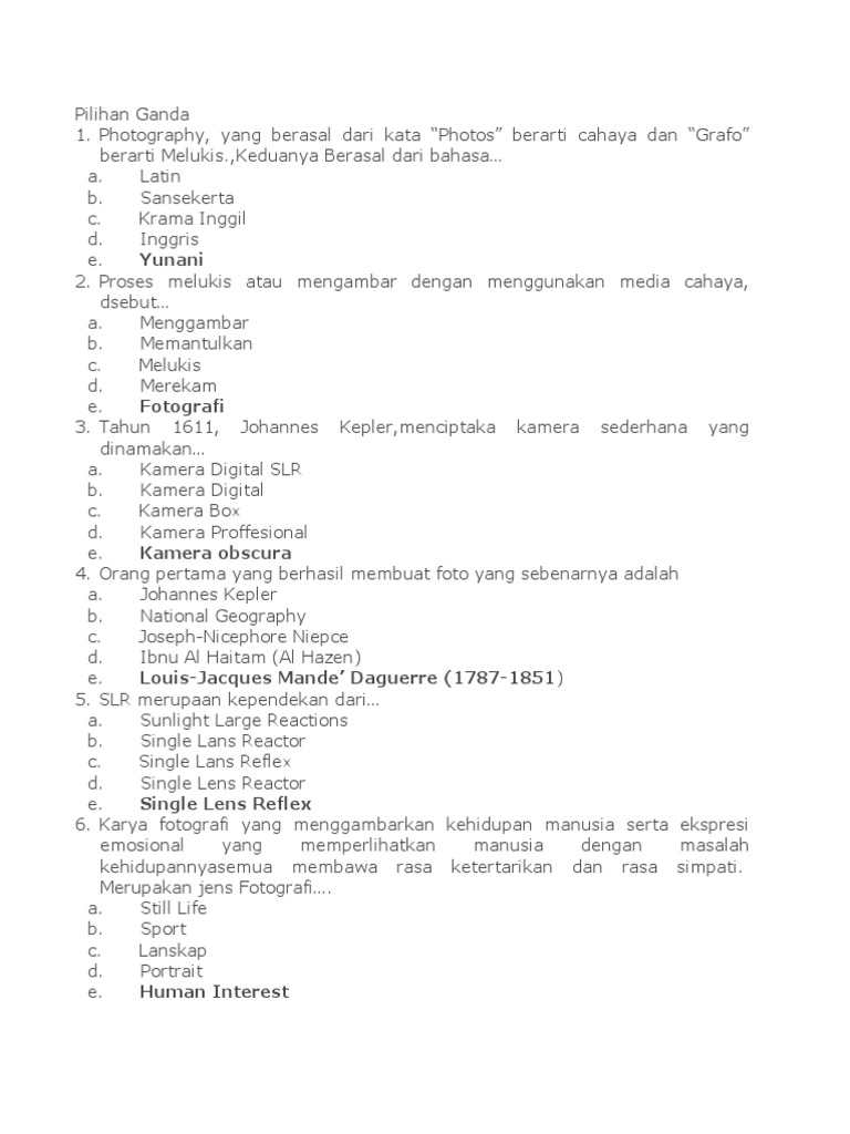 Pilihan Ganda Jawaban | PDF | Seni