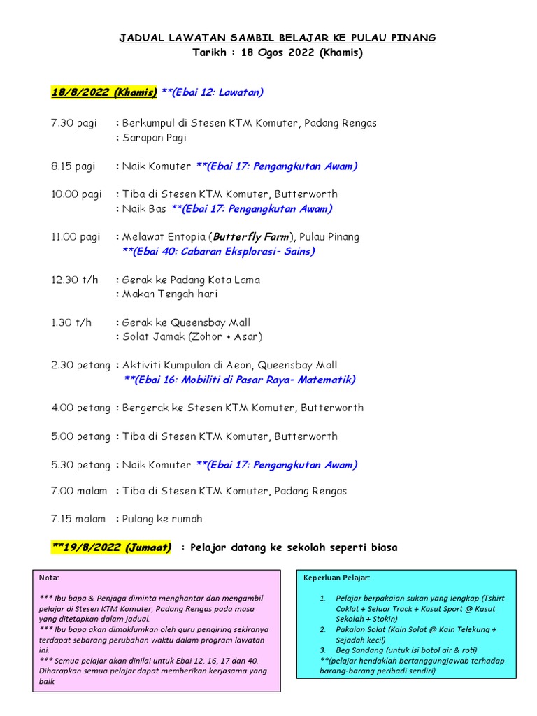 Jadual Lawatan | PDF