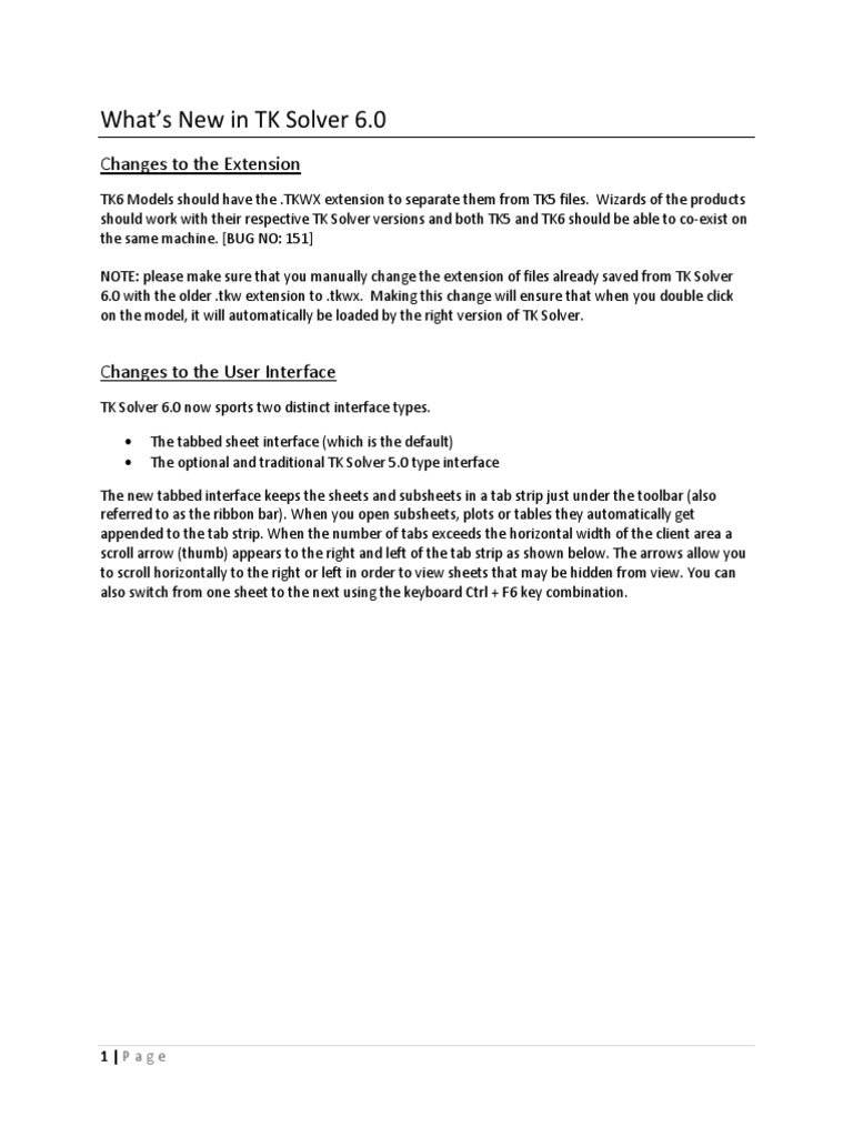 What Is New in TK Solver 6 | PDF | Button (Computing) | Page Layout