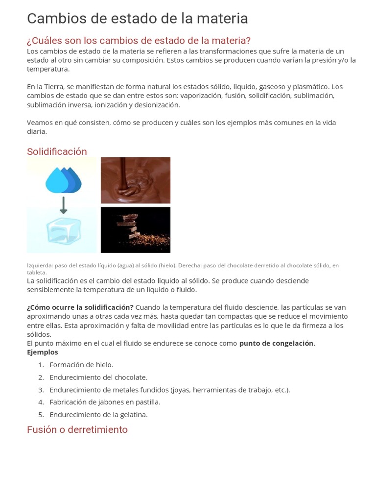 Cambios de Estado de la Materia | PDF | Evaporación | Gases