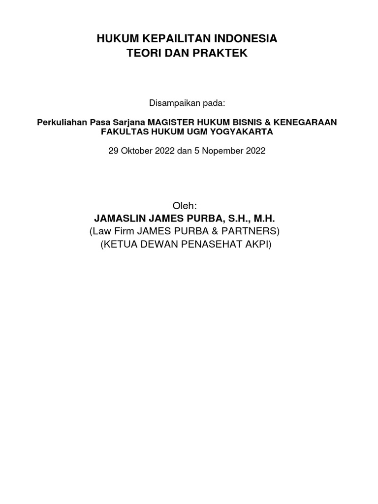 Makalah HUKUM KEPAILITAN | PDF
