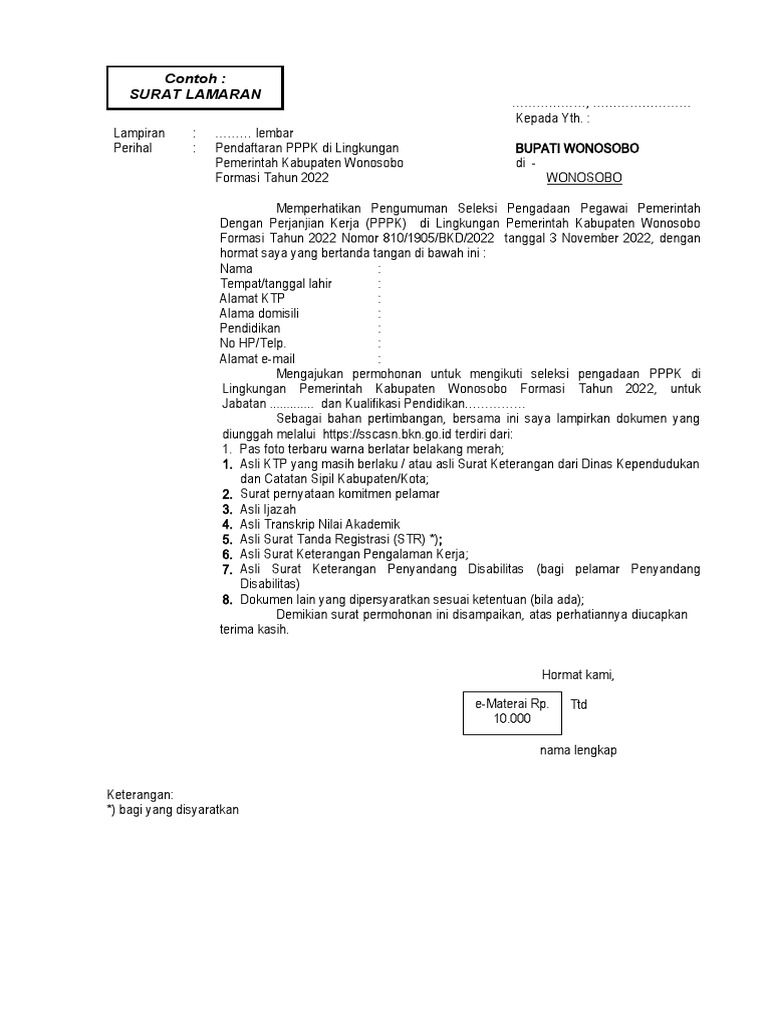 Format Lampiran Pendaftaran | PDF