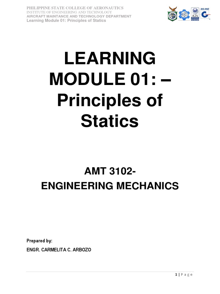 AMT 3102 Module 01 Principles of Statics | PDF | Force | International System Of Units
