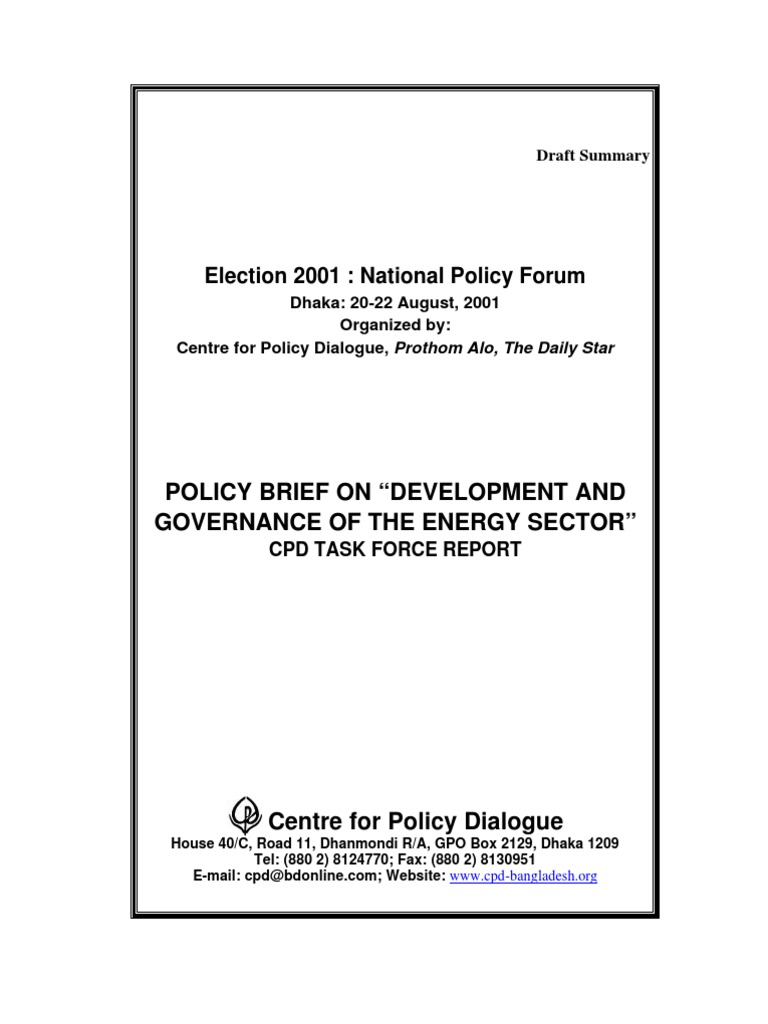 Energy Sector Governance Policy Brief | PDF | Natural Gas | World ...