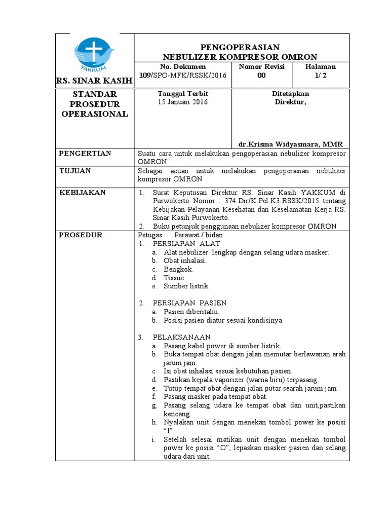 109.spo Pengoperasian Nebulizer Kompresor Omron Ne - c28p | PDF