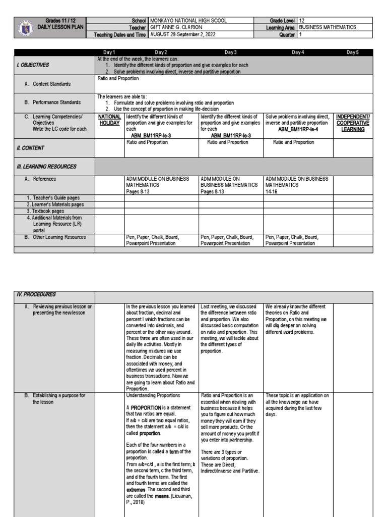 BM DLP Week 2 | PDF | Ratio | Weight