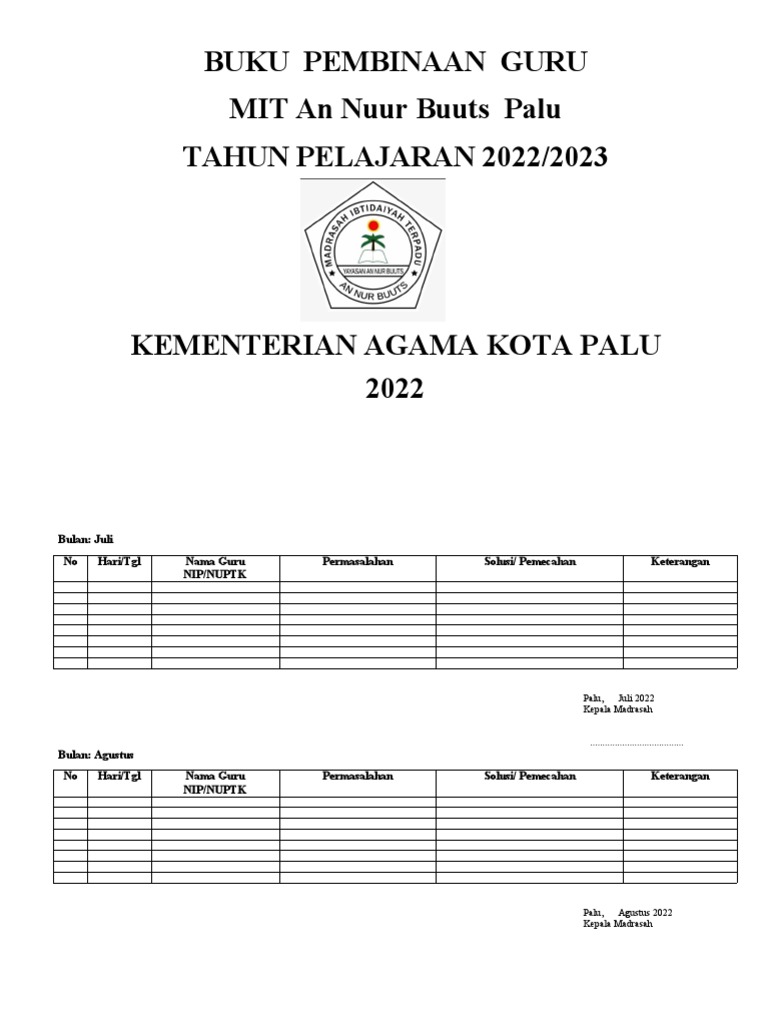 Format Buku Pembinaan Guru Dan TAS | PDF