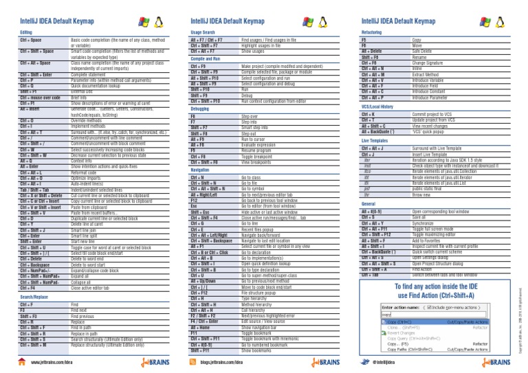 IntelliJIDEA ReferenceCard | PDF | Parameter (Computer Programming) | Java (Programming Language)
