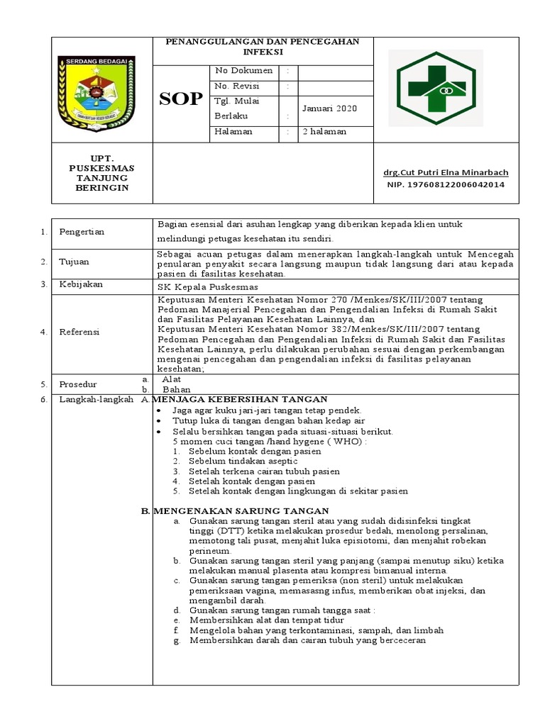 Sop Pencegahan Infeksi | PDF